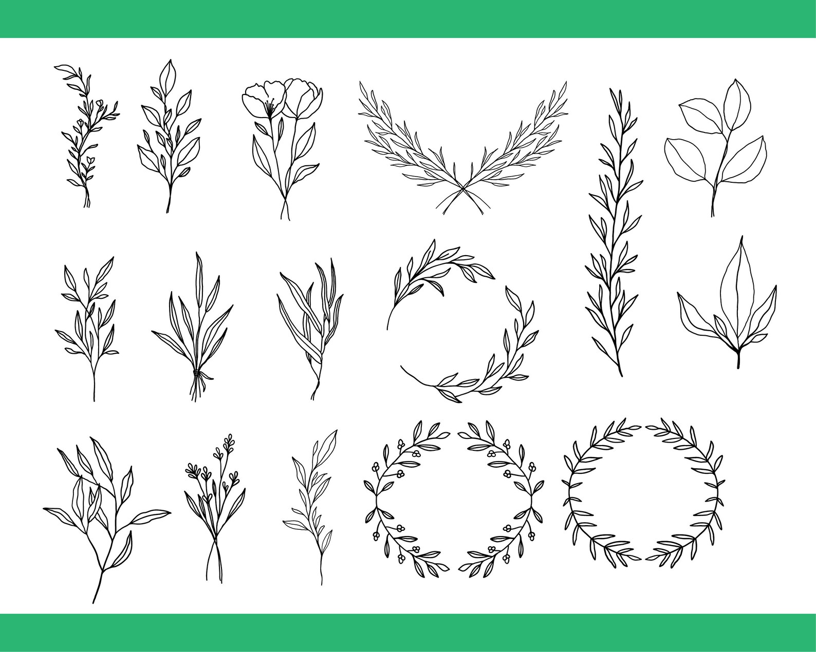Hand Drawn Botanical Leaves Svg Bundle Hand Drawn Leaves Svg | Etsy