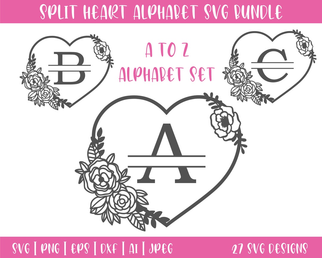 Split Monogram SVG Split Font Svg Valentine Svg Heart Split - Etsy Canada