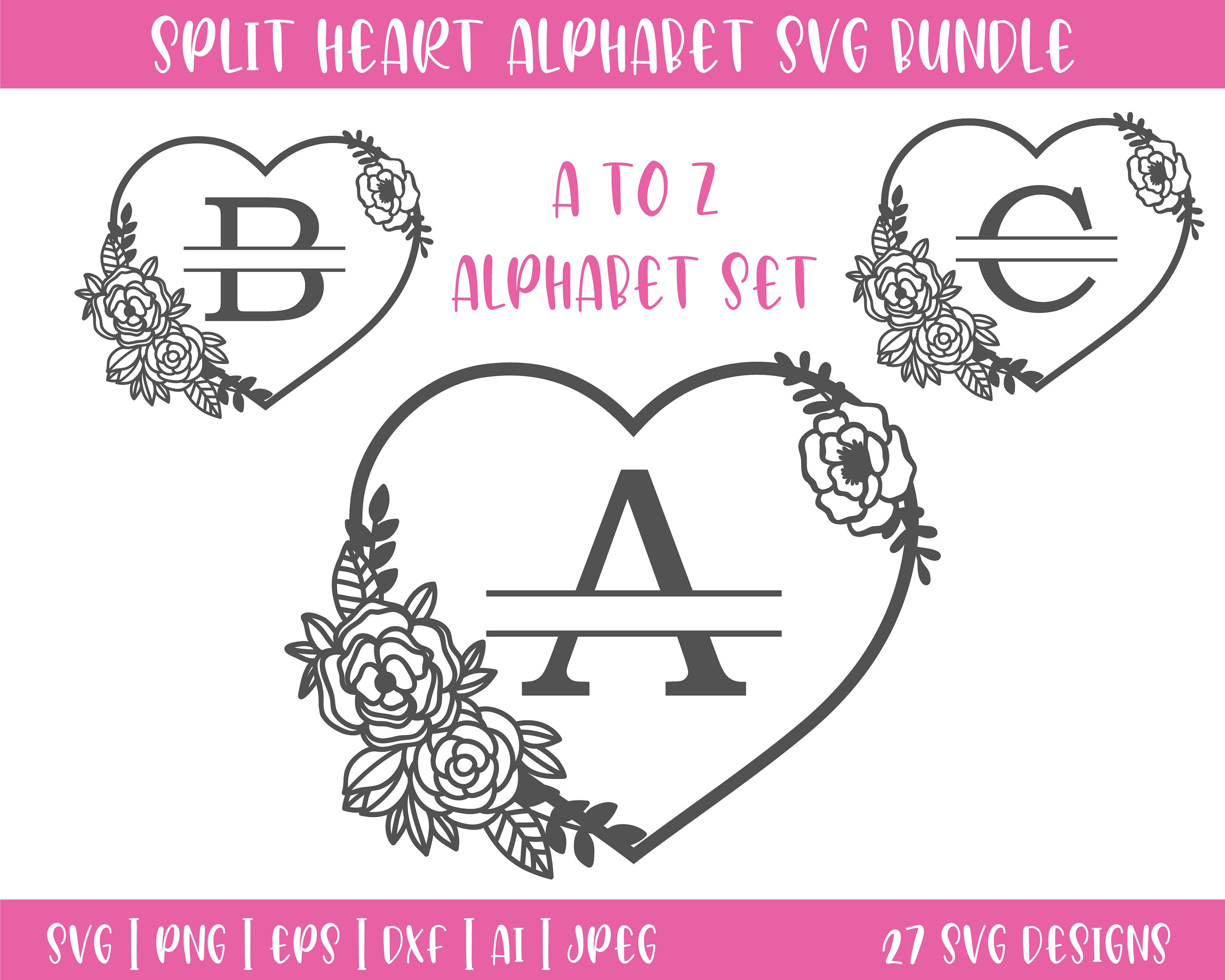 Split Monogram SVG Split Font Svg Valentine Svg Heart Split - Etsy Canada