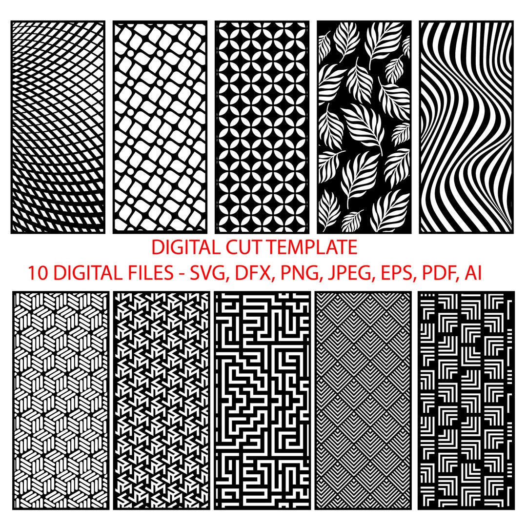 10 Modern Decorative Panel SVG DXF Eps Png Bundle Cut Template and ...