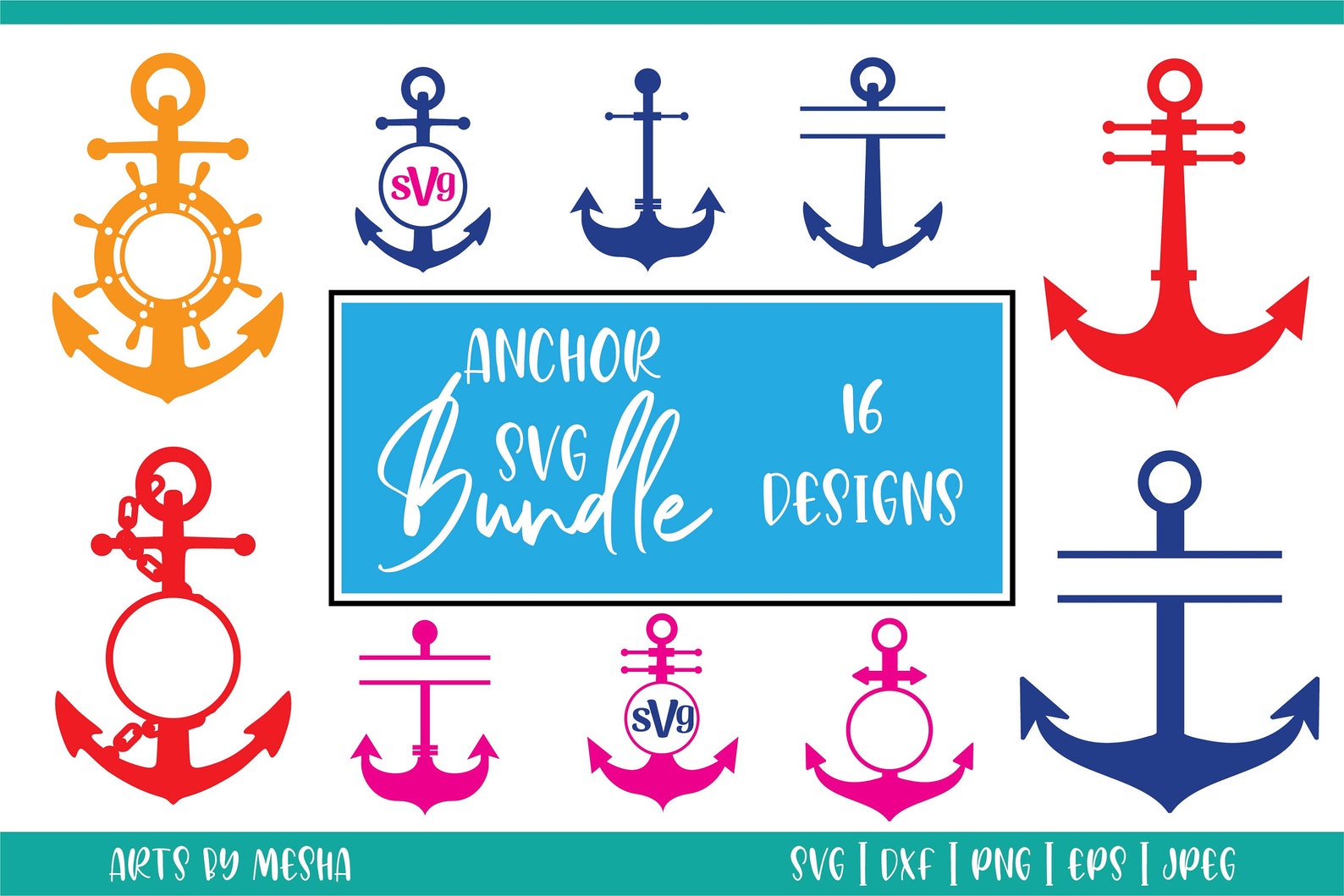 Anchor Monogram SVG Anchor Monogram Frame Anchor SVG - Etsy