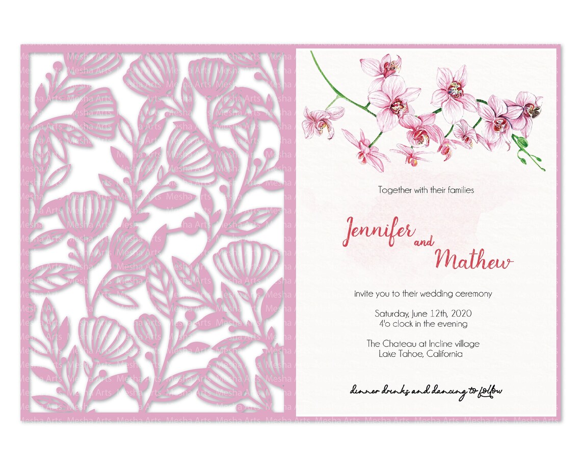 5x7 Floral Wedding Invitation Svg Laser Cut Template Floral | Etsy