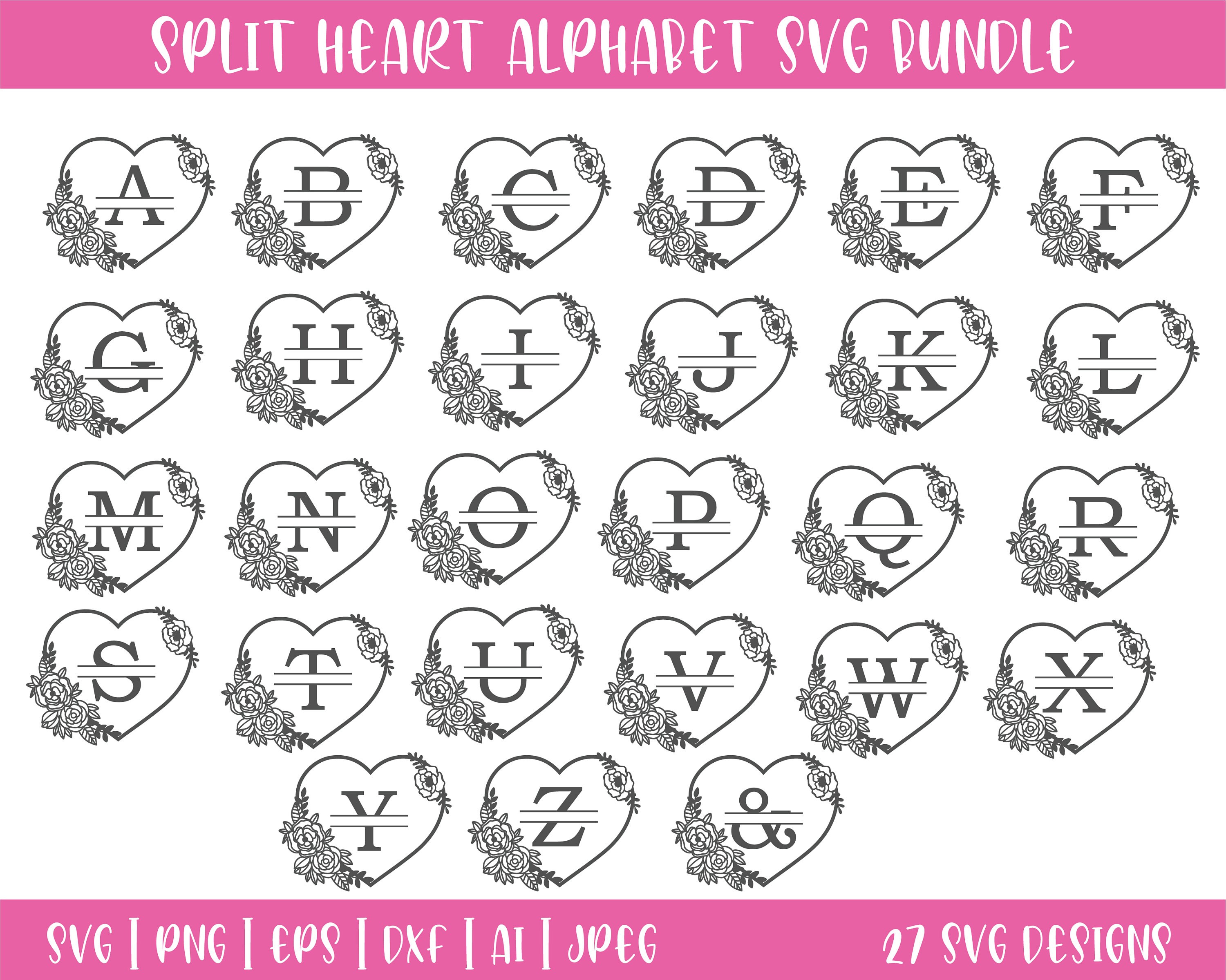 Split Monogram SVG Split Font Svg Valentine Svg Heart Split - Etsy Canada