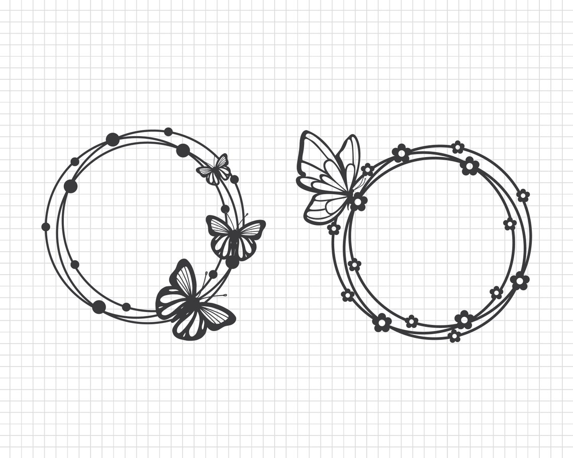Butterfly Monogram Frame Svg Bundle Butterfly Circle - Etsy