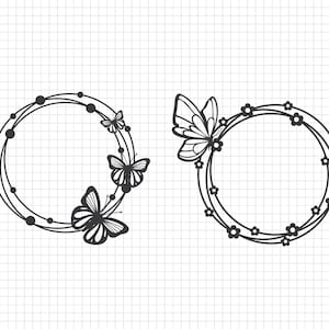 Butterfly Monogram Frame Svg Bundle , Butterfly Circle Monogram Frames ...