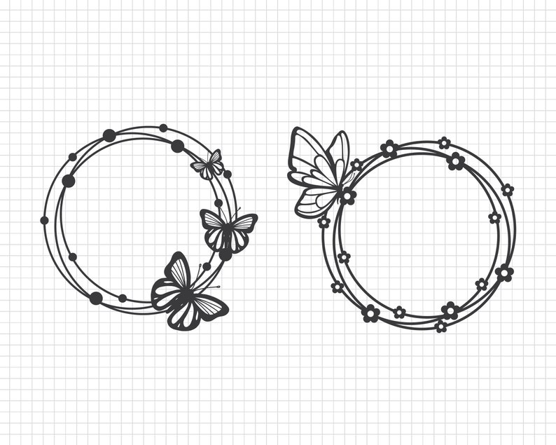 Butterfly Monogram Frame Svg Bundle Butterfly Circle - Etsy