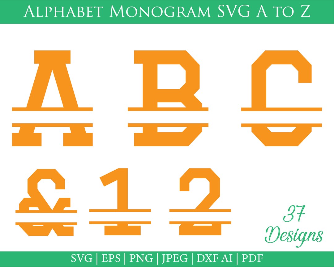 Split Monogram SVG, Split Monogram Frame Alphabet, Split Alphabet ...