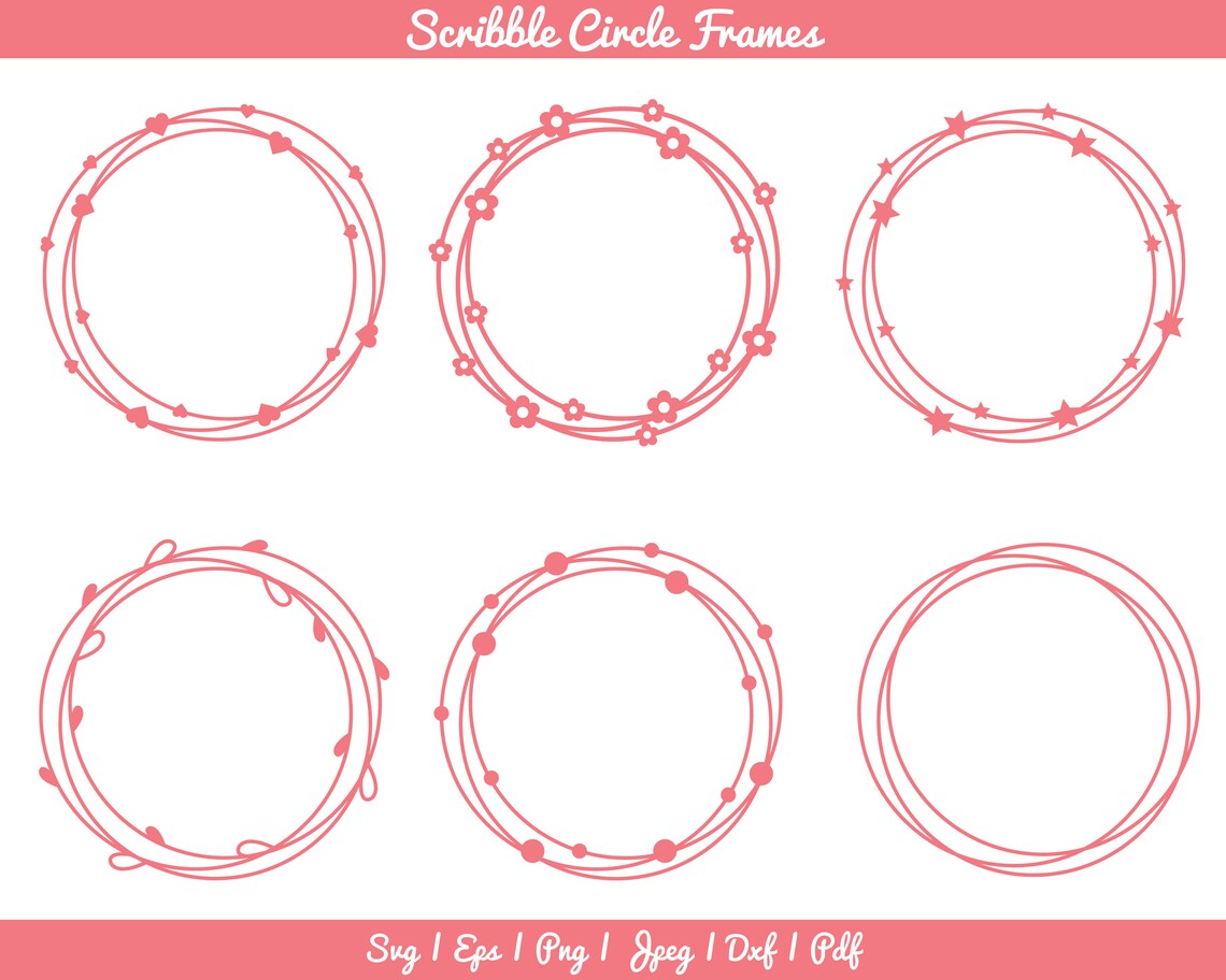 Scribble Circle Frame Svg Bundle Star Circle Frame Svg - Etsy