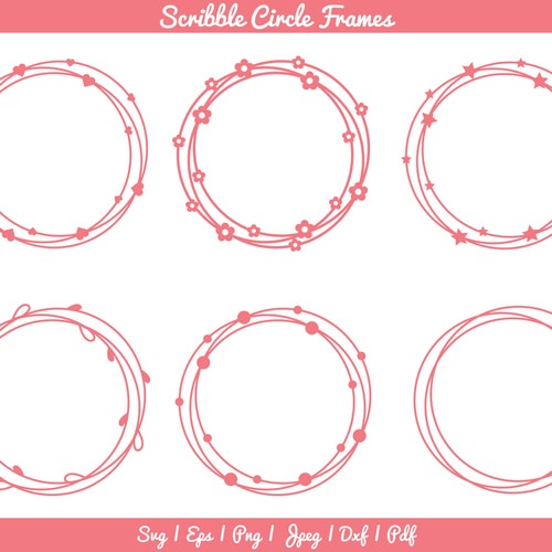 Scribble Circle Frame Svg Bundle Star Circle Frame Svg - Etsy
