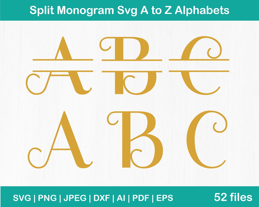 Split Monogram Svg, Split Letter Svg. Alphabet Svg Files for Cricut ...