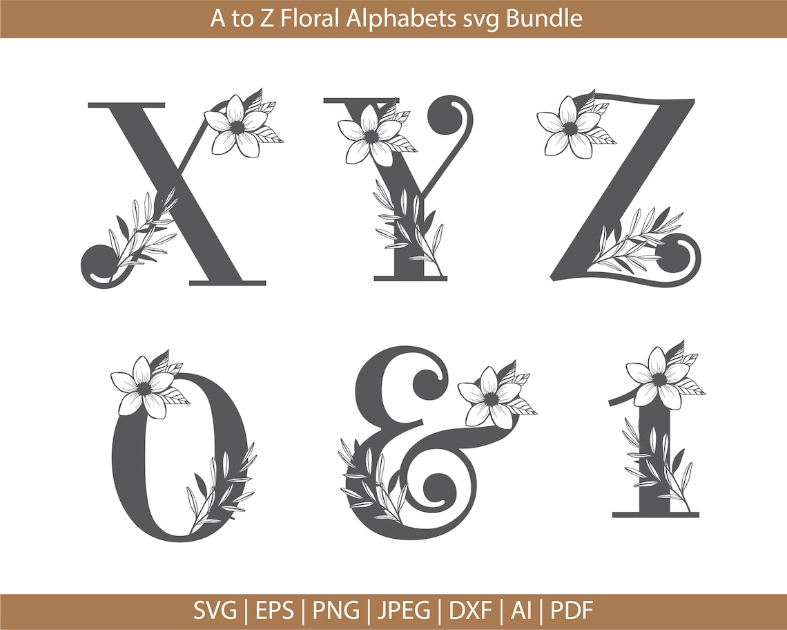 Floral Alphabet Svg Bundle Floral Letters SVG Bundle | Etsy
