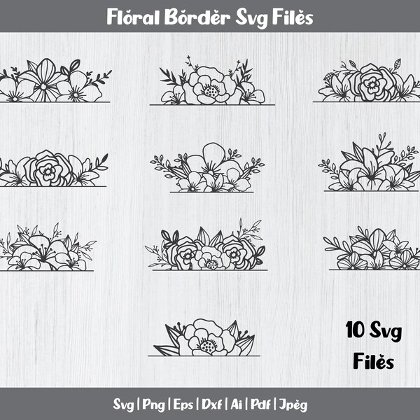 Floral Border Split Svg - Etsy