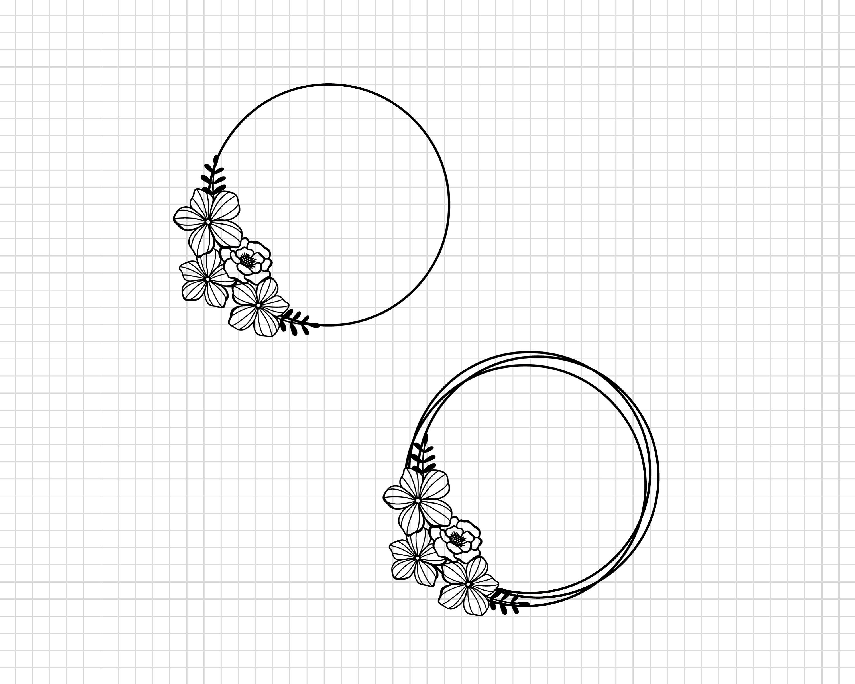 Wreath Svg Circle Svg Floral Wreath Svg Floral Frames Svg Etsy