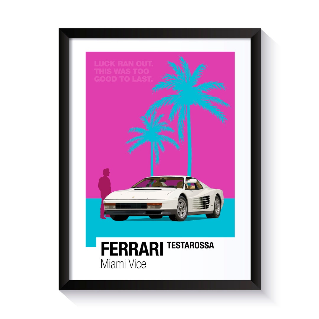 Ferrari Testarossa, Miami Vice, Famous Cars, Printable Poster, Wall Art ...