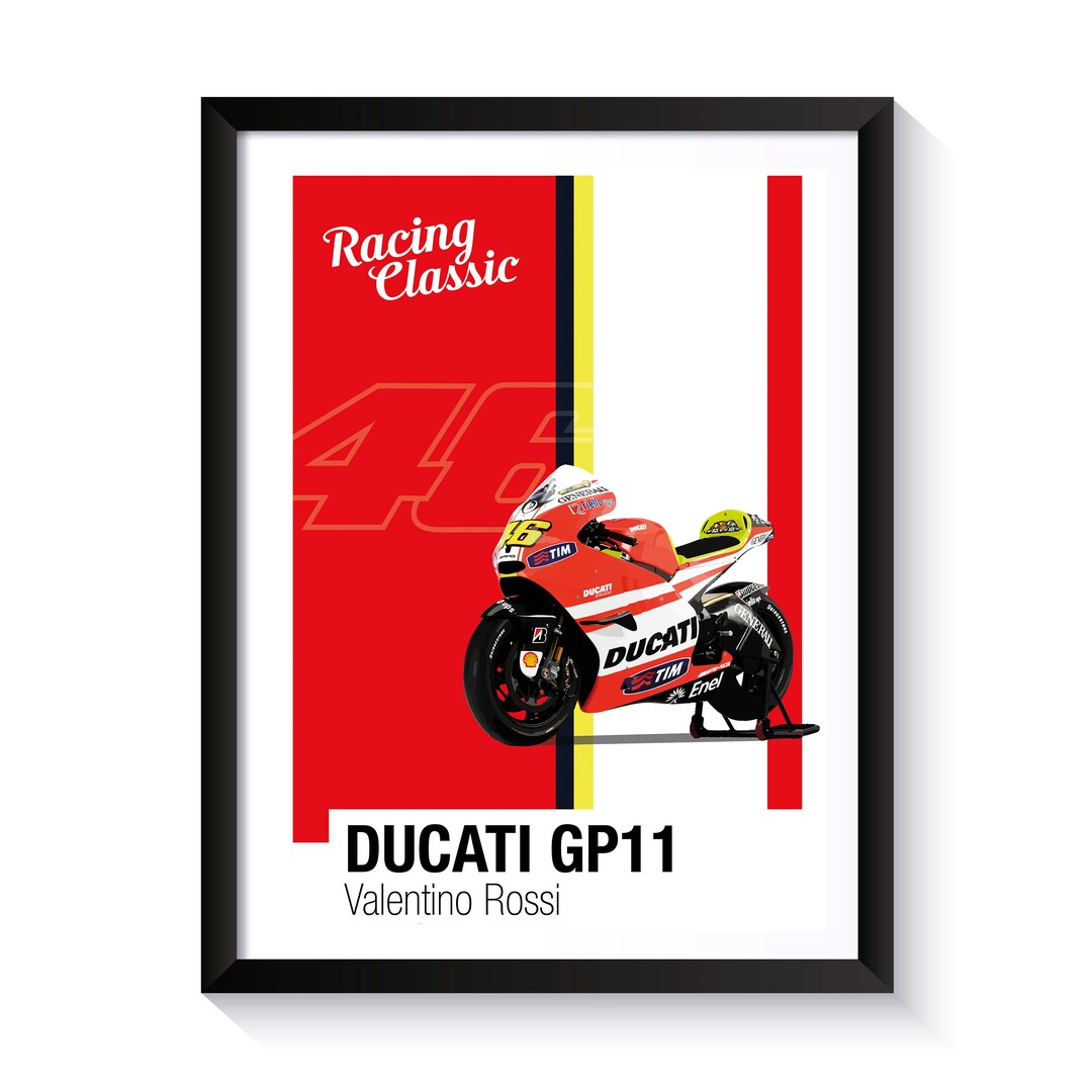 Ducati GP11, Valentino Rossi, Racing Motorbikes, Printable Poster, Wall ...