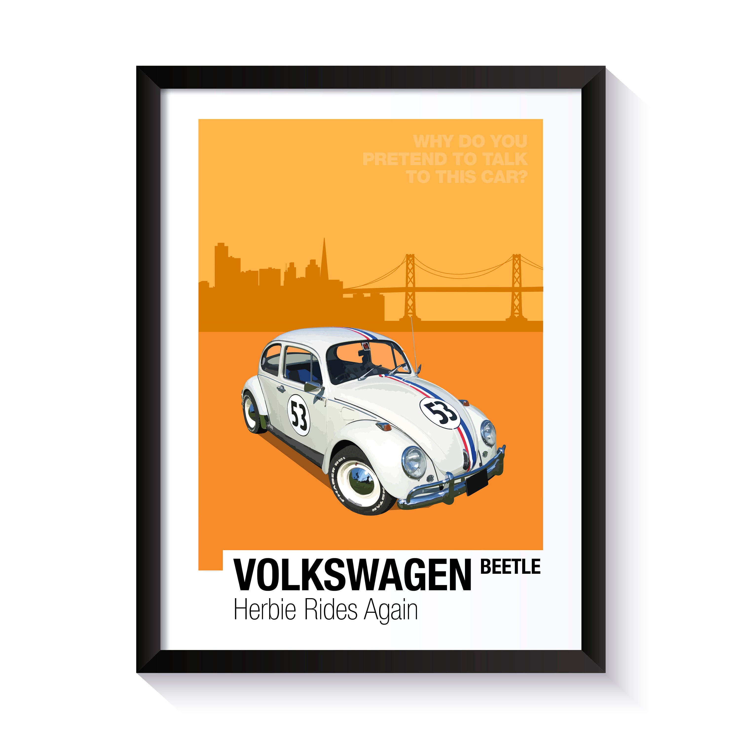 Volkswagen Beetle Herbie Famous Cars Printable Poster Wall - Etsy