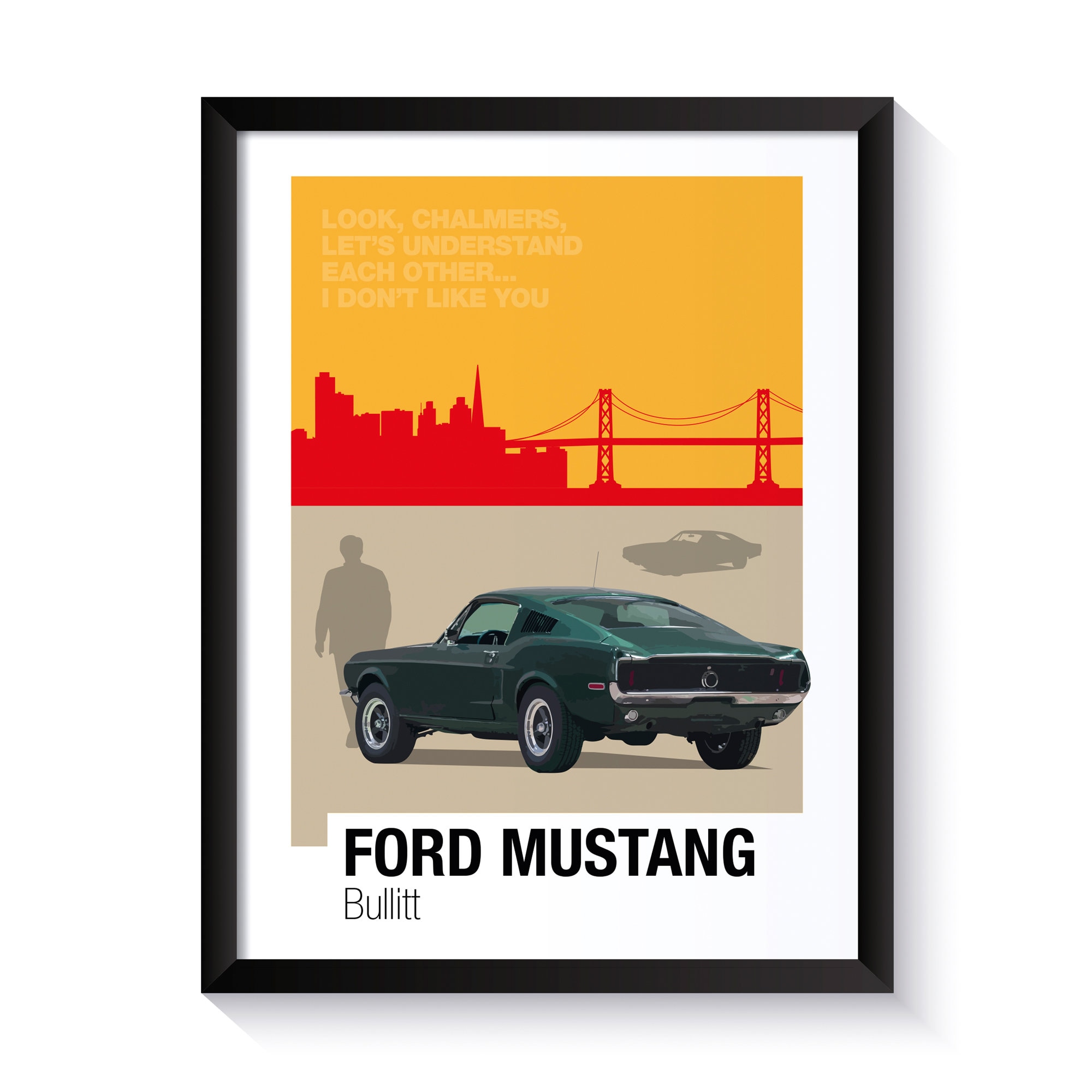 Ford Mustang, Bullitt, Famous Cars, Printable Poster, Wall Art for ...