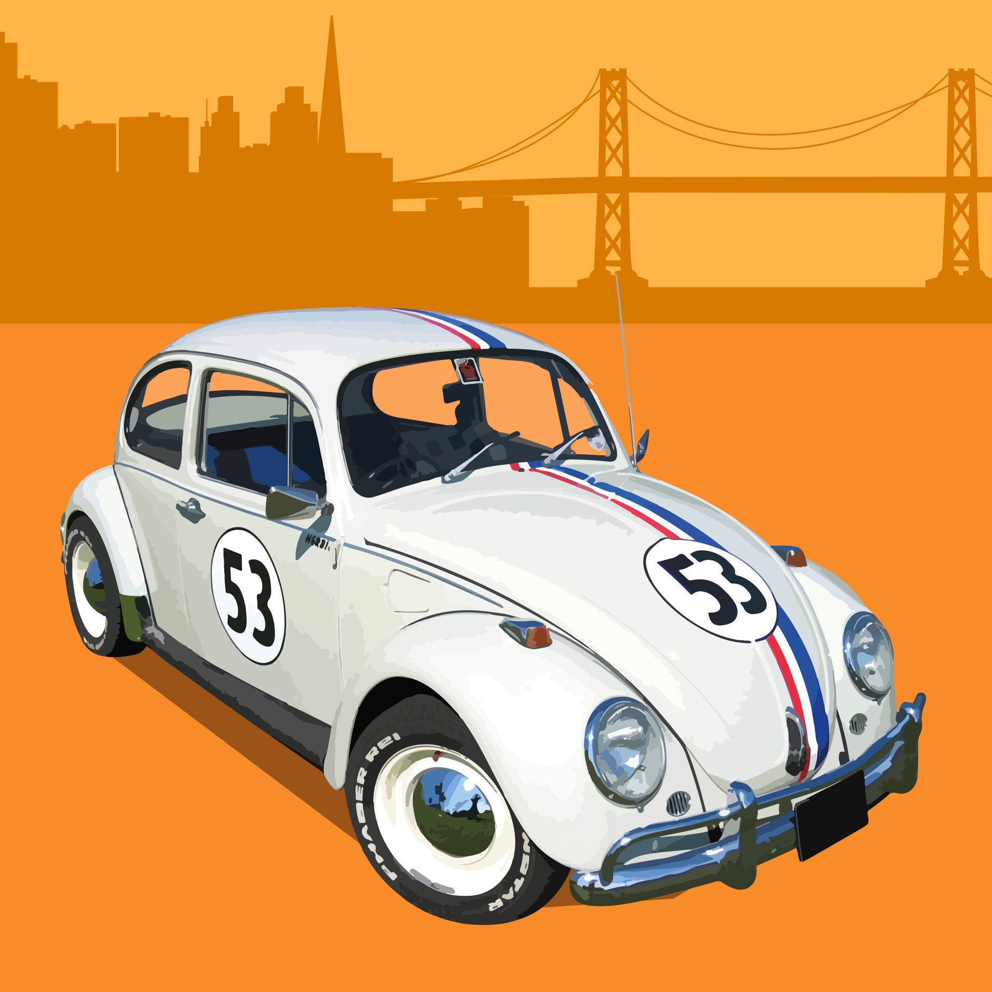 Volkswagen Beetle Herbie Famous Cars Printable Poster Wall - Etsy