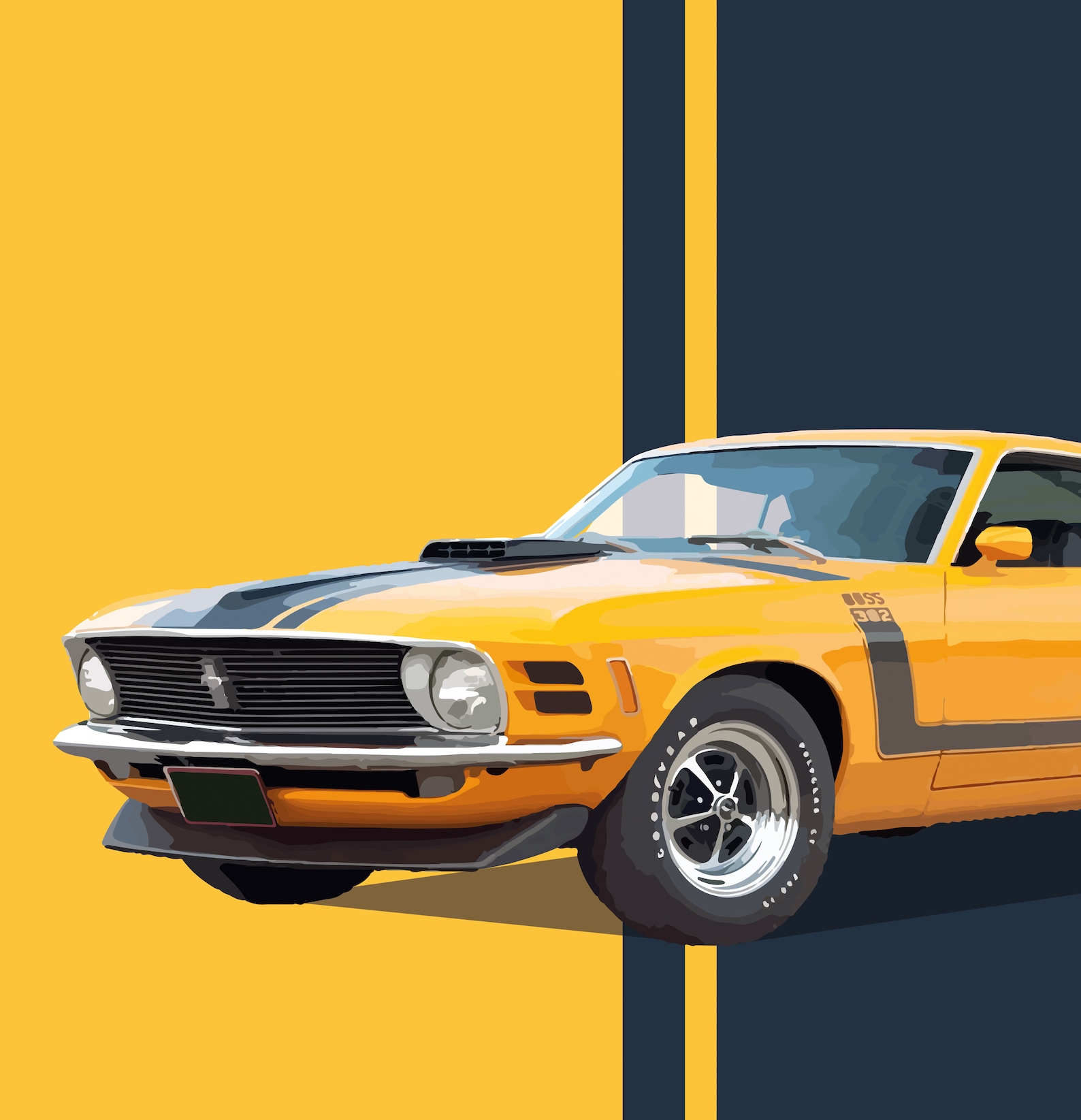 Ford Mustang Boss 302, American Muscle Cars, Printable Poster, Wall Art ...