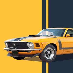 Ford Mustang Boss 302, American Muscle Cars, Printable Poster, Wall Art ...
