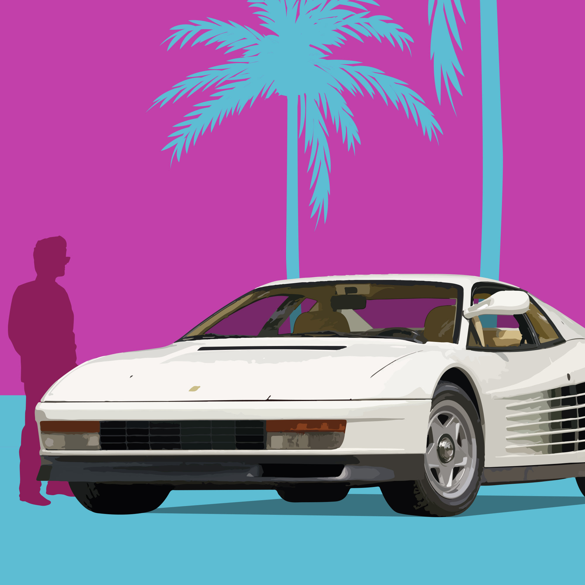 Ferrari Testarossa, Miami Vice, Famous Cars, Printable Poster, Wall Art ...