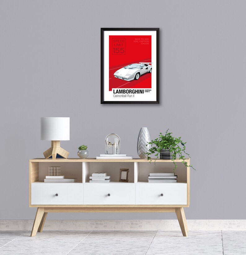 Lamborghini Countach, Cannonball Run II, Famous Cars, Printable Poster ...