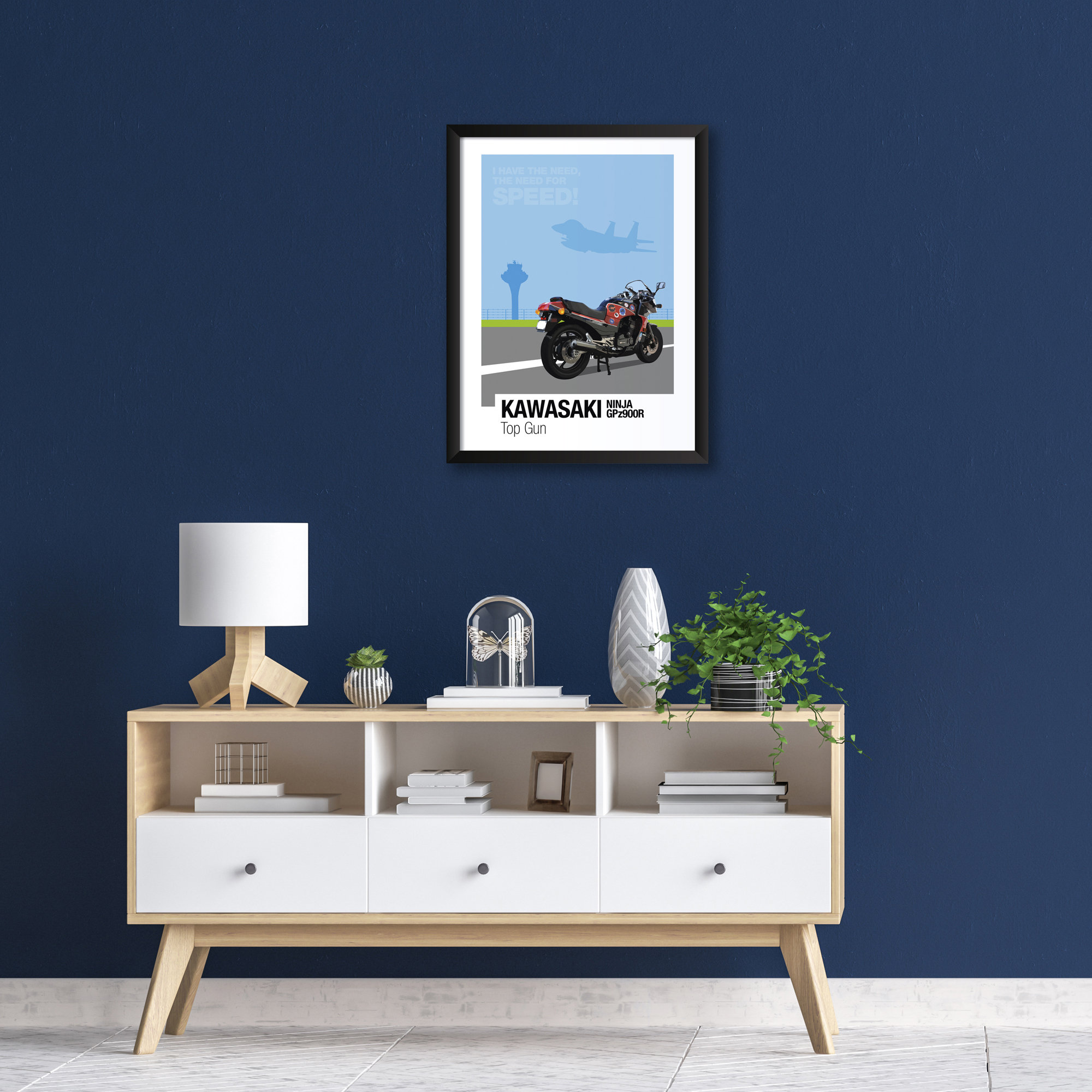 Kawasaki Gpz900r, 'top Gun', Famous Motorbikes, Printable Poster, Wall ...