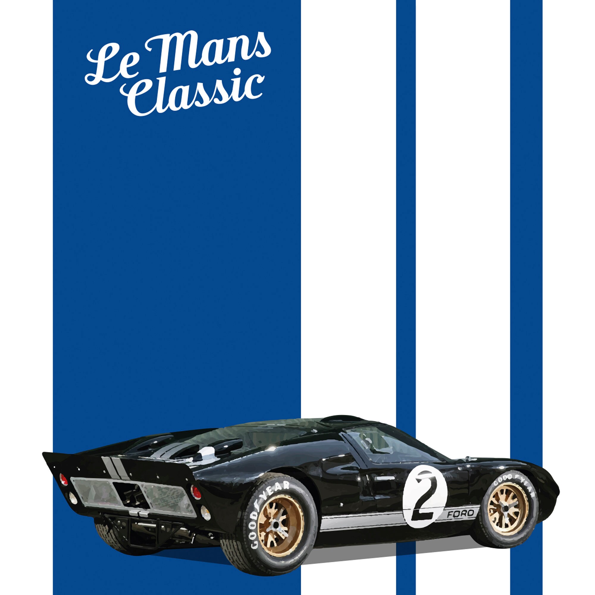 Ford GT40, Le Mans 24 Hour Racing Cars, Printable Poster, Wall Art for ...