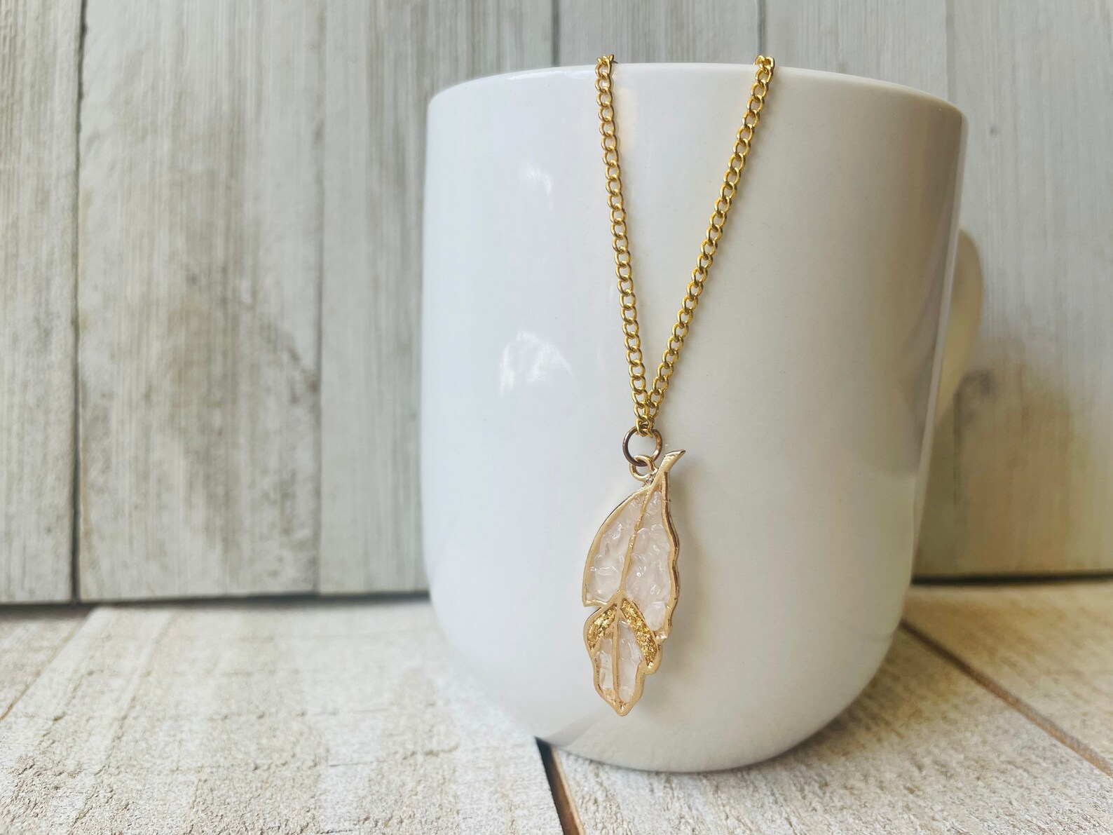 Crystal Feather Necklace, Christmas Gift for Her, Gemstone Dainty ...