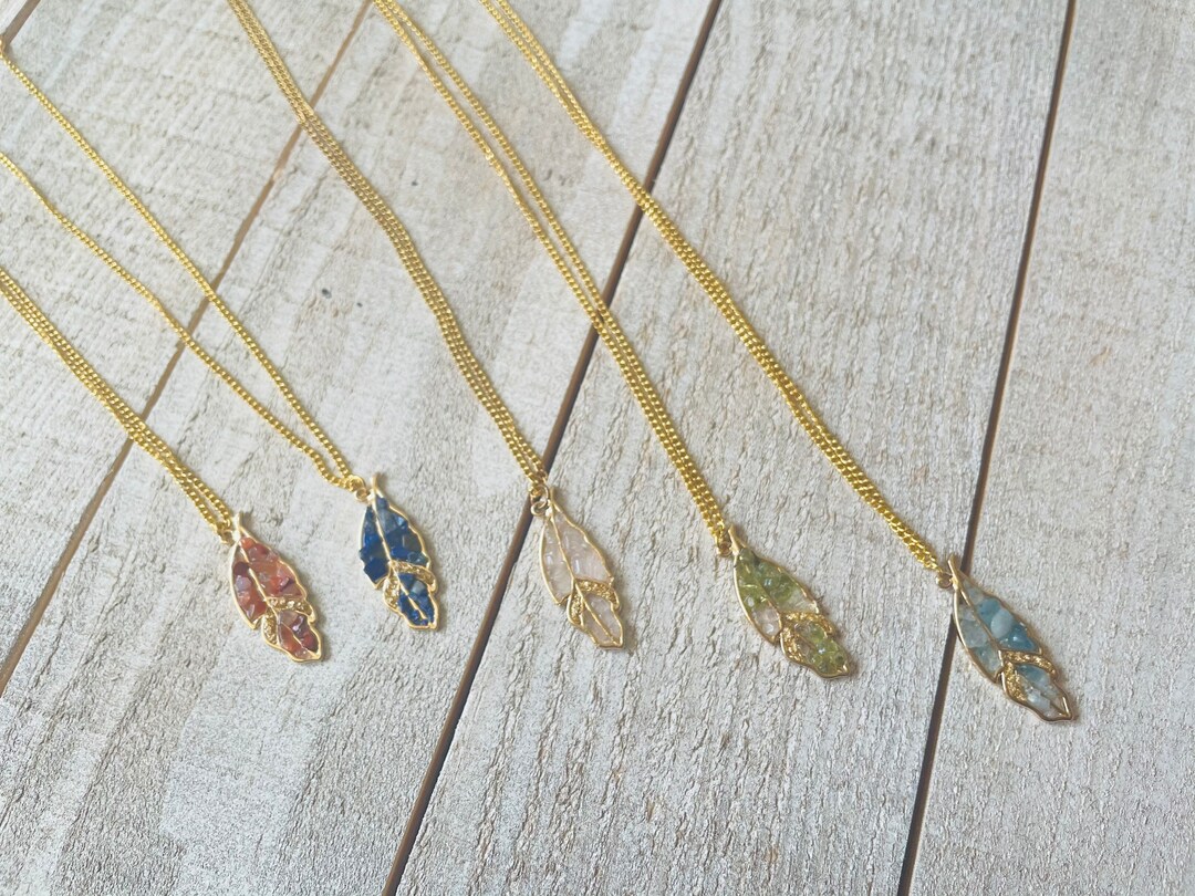 Crystal Feather Necklace, Christmas Gift for Her, Gemstone Dainty ...