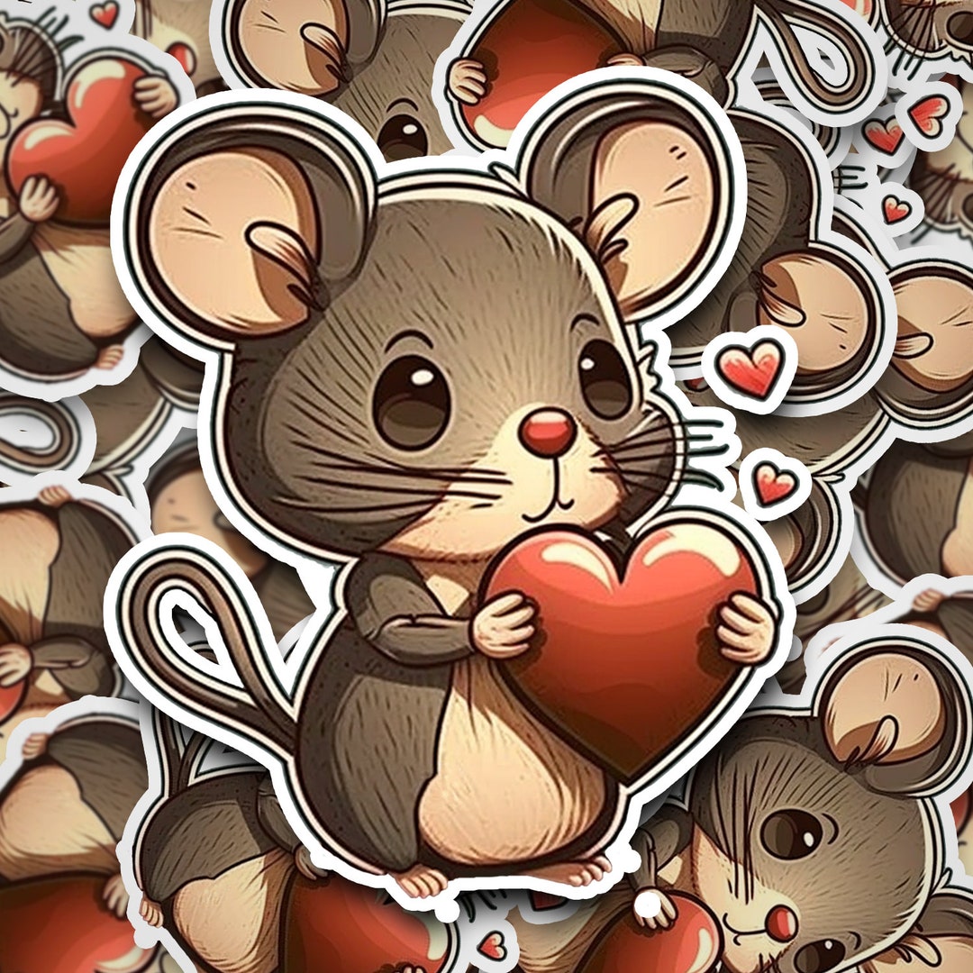 Heart Rat Sticker Cute Mouse Sticker Mouse Heart Sticker Pet Mouse ...
