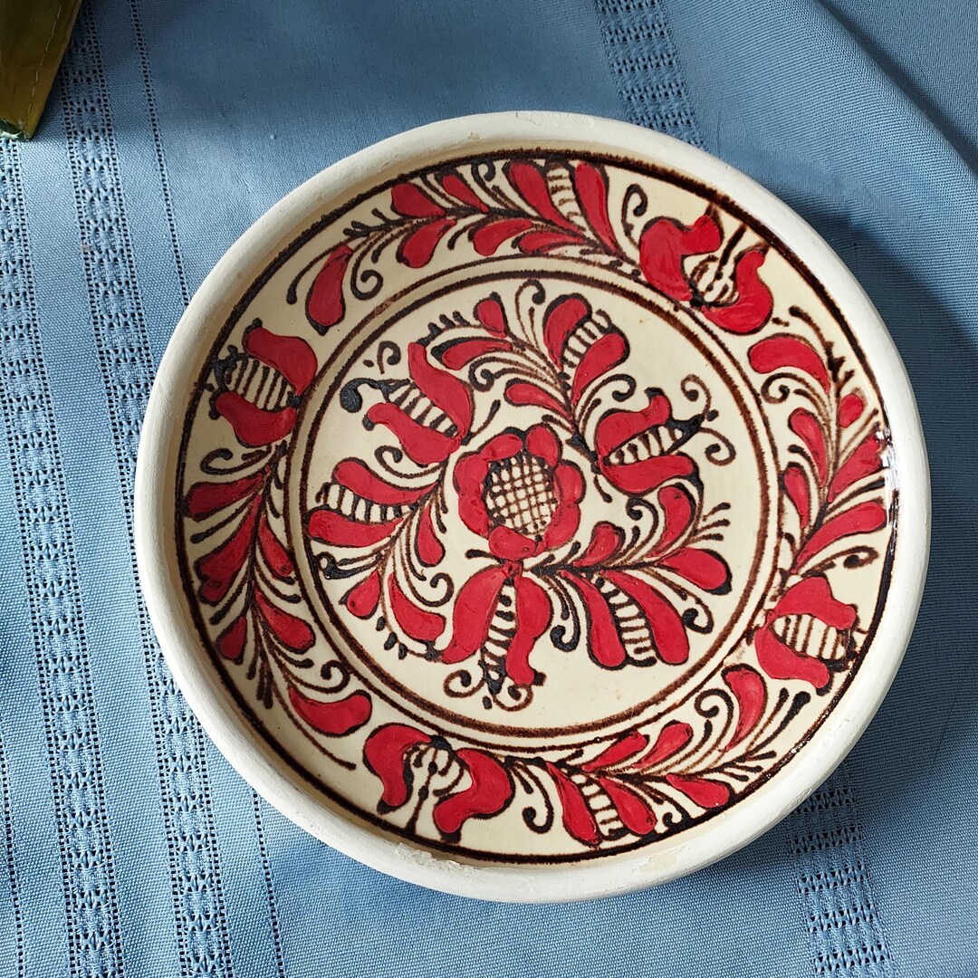 Red Vintage Korond Plate - Etsy