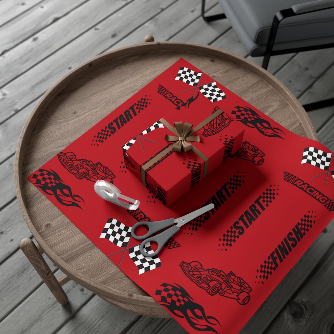 Racing Cars Gift Wrap Papers, Red Racing Wrap Paper, Cars Wrap Paper ...