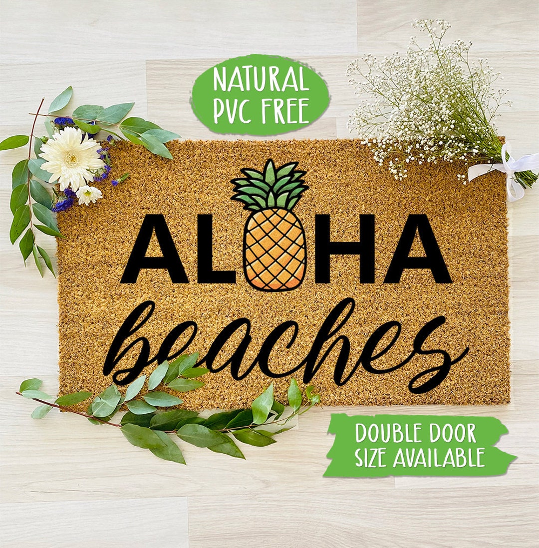 Aloha Beaches Doormat Pineapple Welcome Mat Funny Door Mat, Natural Eco ...