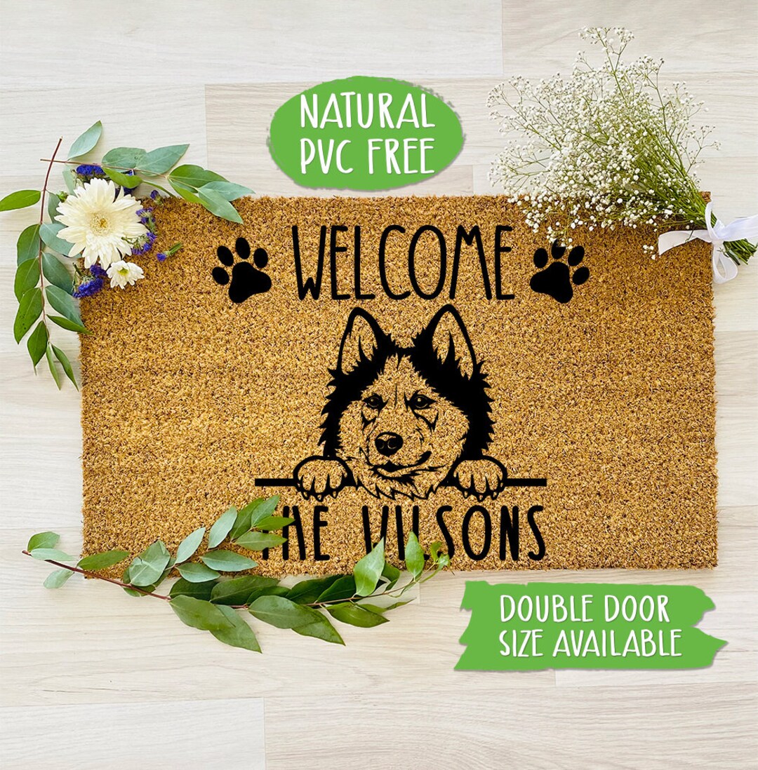 Welcome Siberian Husky Paw Personalized Family Name Doormat Funny Dog ...