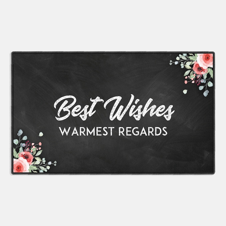 Best Wishes Warmest Regards Floral Framed Neon Door Mat - Etsy