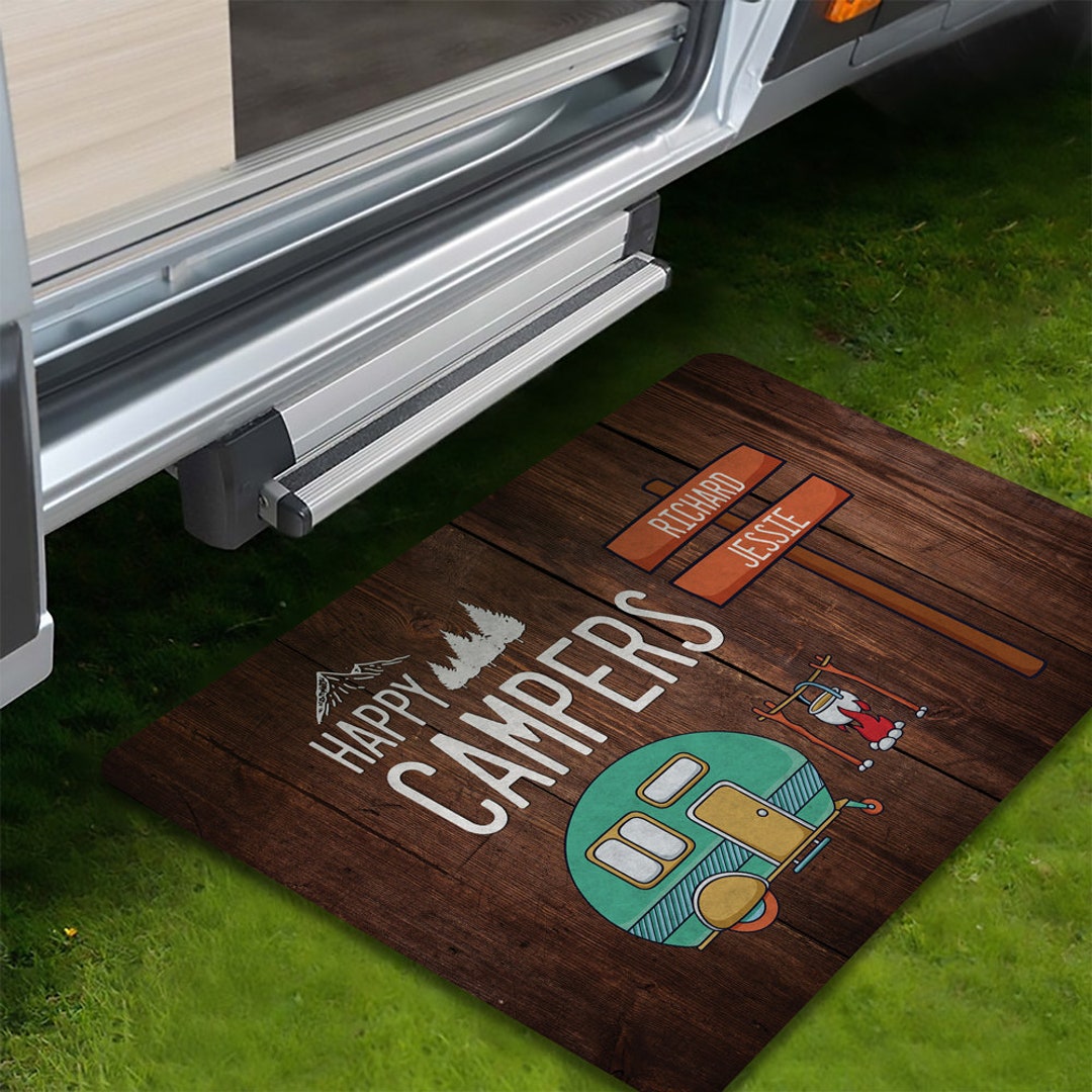 Happy Campers Doormat, Camping Mat, Camper Family Name Rug, Camping ...