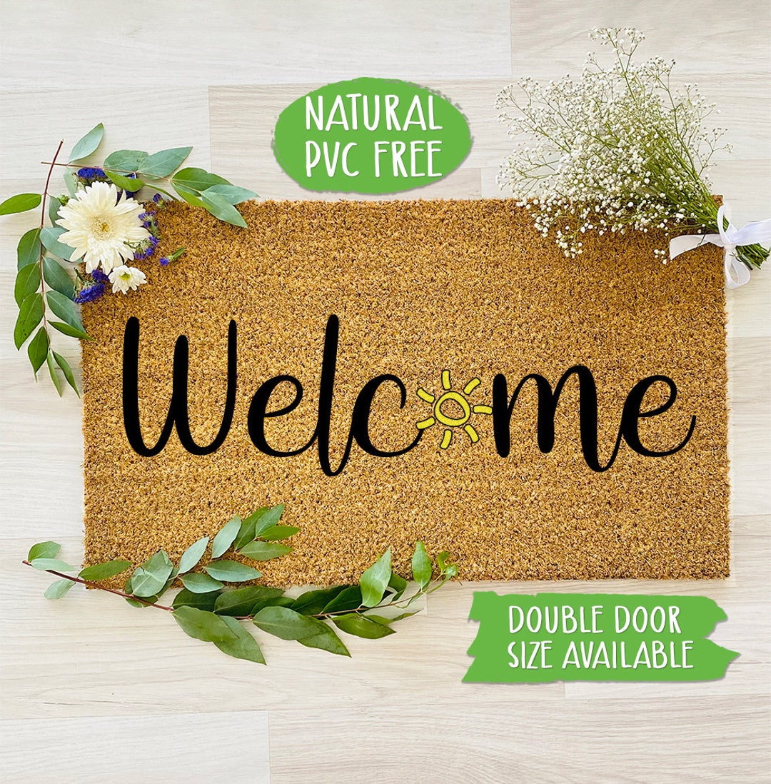Welcome Floral Doormat Spring Flowers Welcome Mat Farmhouse Outdoor Rug ...
