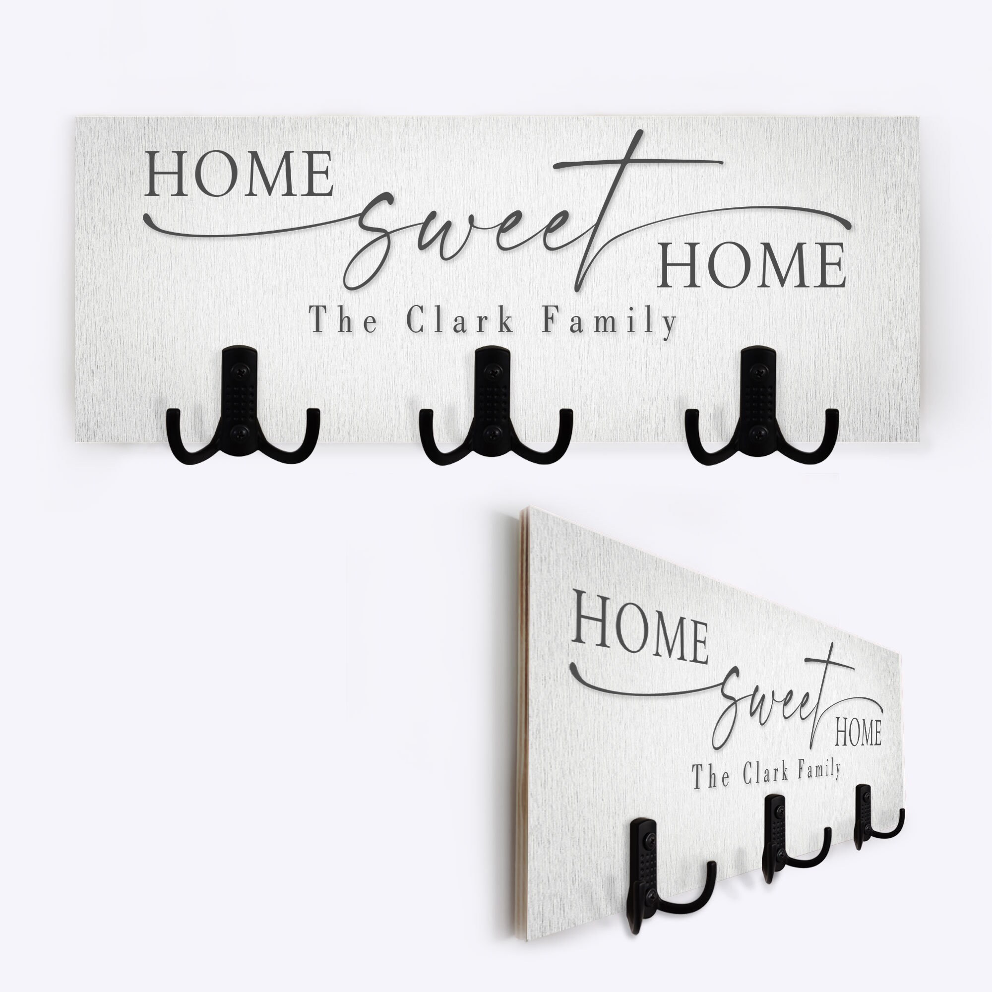 Personalized Wood Key Hanger for Wall Custom Family Name Key | Etsy