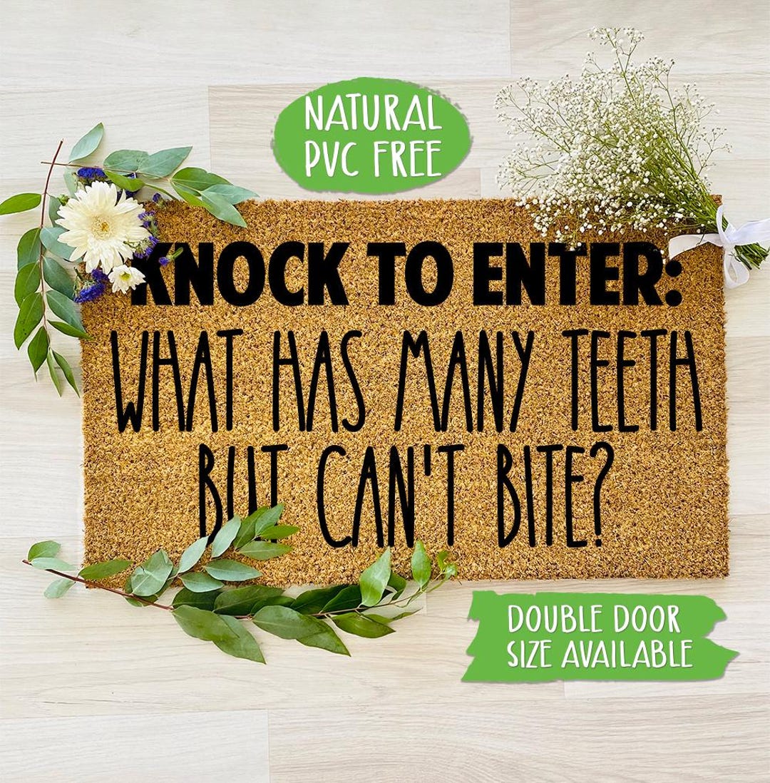 What Has Many Teeth but Can't Bite? Doormat Front Porch Welcome Mat ...