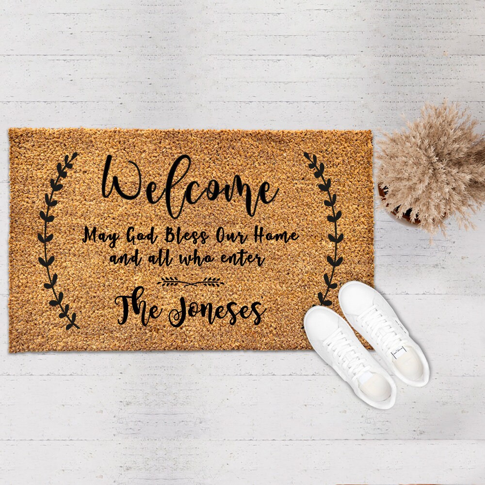 Welcome May God Bless Our Home and All Who Enter Personalized Family ...