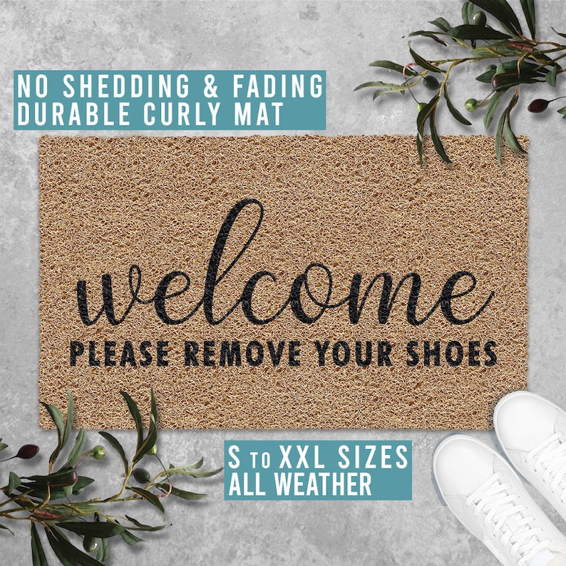 Welcome Please Remove Your Shoes Doormat Shoes off Welcome Mat Funny ...