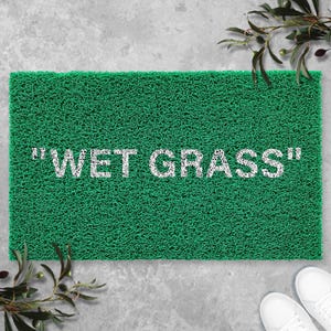 Wet Grass OFF Green White Doormat Welcome Mat Funny Doormat ...