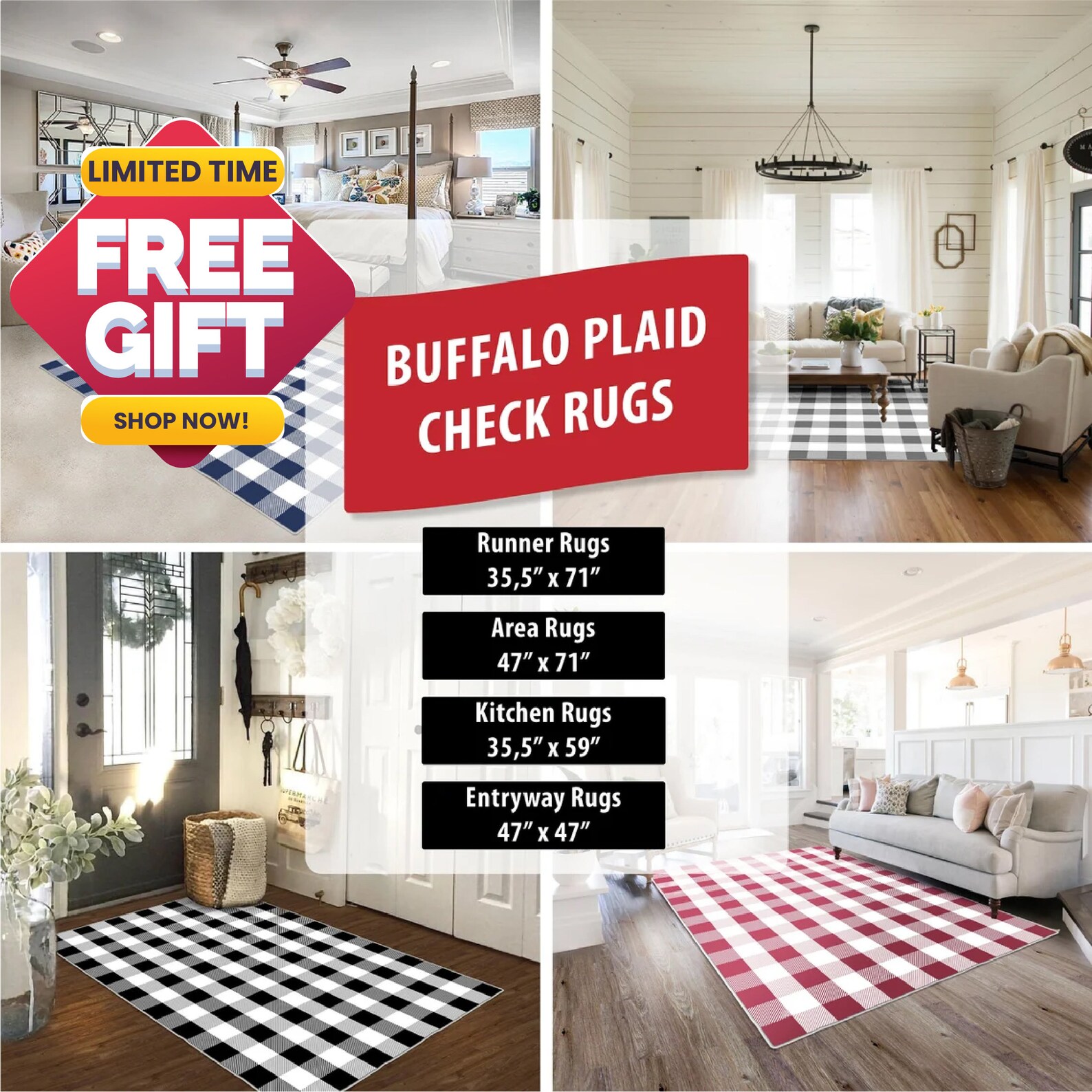 Buffalo Plaid Check Entryway Rugs Runner Rugs Area Rugs - Etsy