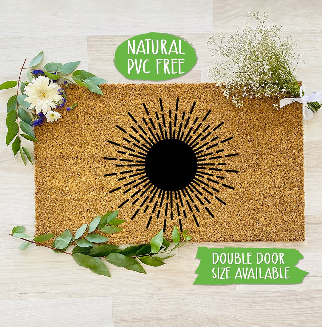 Boho Sun Doormat Spring Summer Welcome Mat, Natural Eco Friendly Coir ...