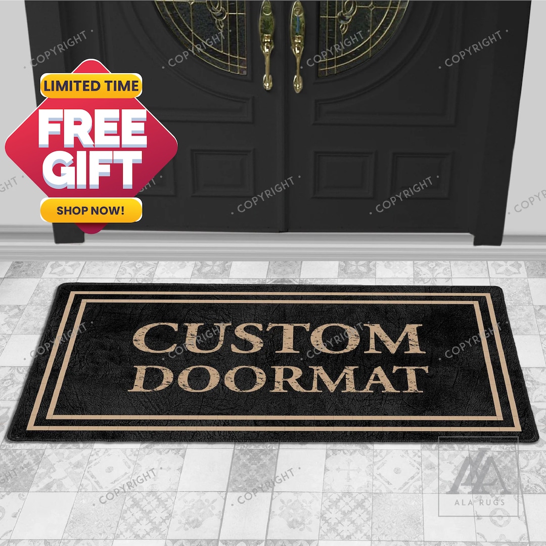 Custom XL Indoor Doormat Framed Designed Black XL Doormat Double Door ...
