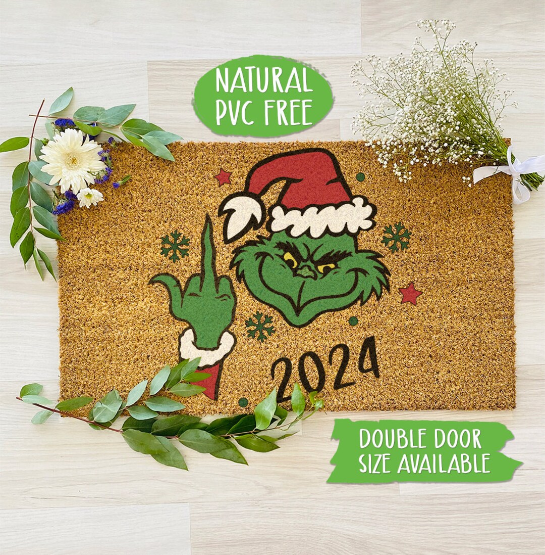 Grinch 2024 Doormat, Merry Grinchmas Christmas Doormat, Funny Welcome ...