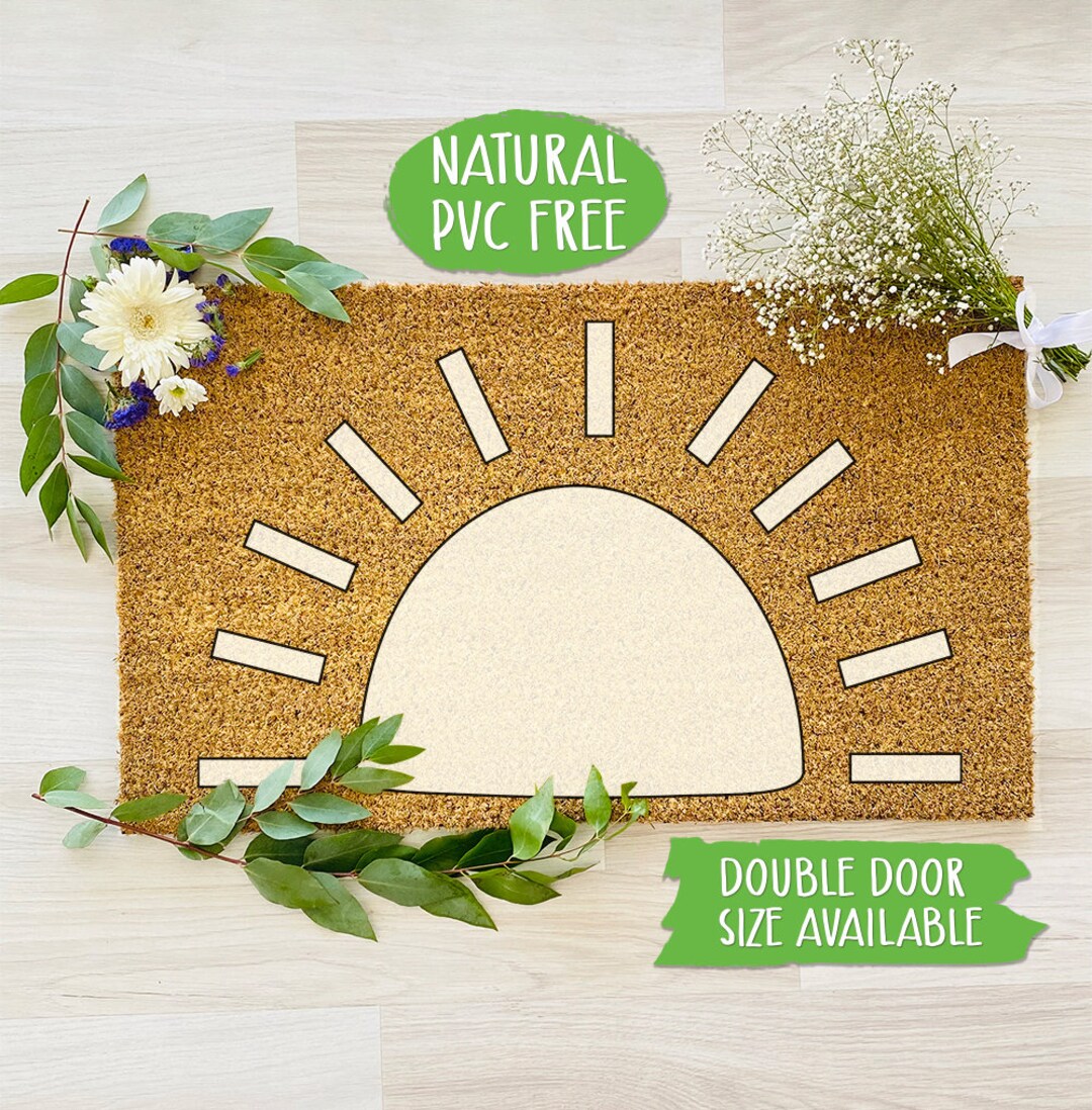 Boho Sun Doormat Spring Summer Welcome Mat Funny Door Mat, Natural Eco ...