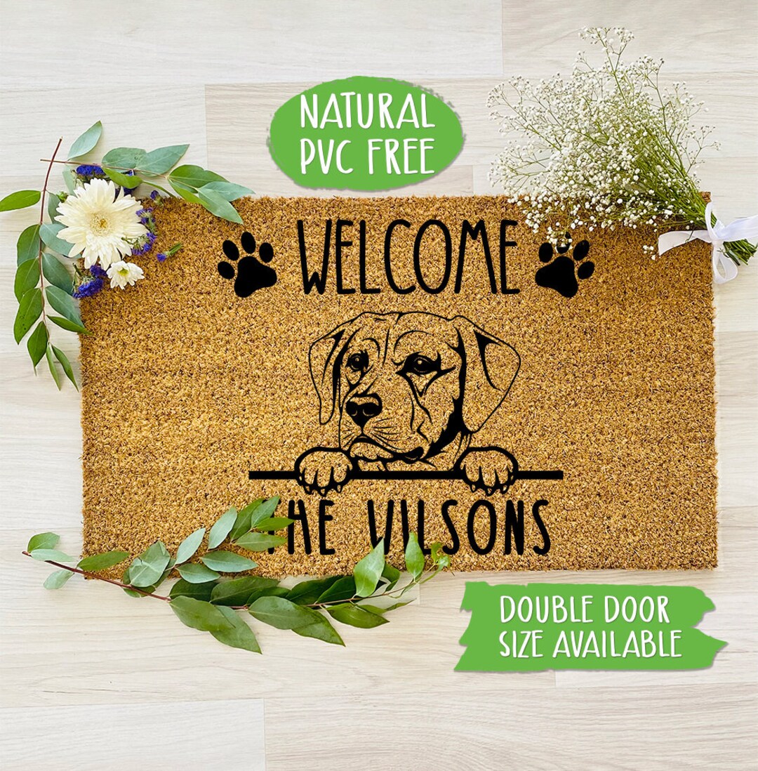 Welcome Labrador Retriever Paw Personalized Family Name Doormat Funny ...