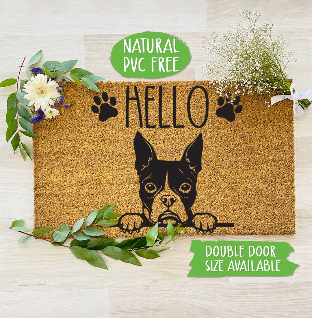 Hello Boston Terrier Dog Paw Doormat Cat Dog Welcome Mat Funny Door Mat ...